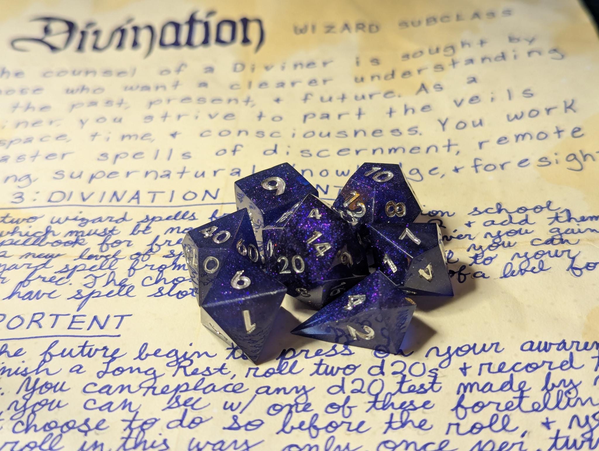 Divination Dice Set: Handmade Resin Polyhedral Dice for TTRPG - Etsy