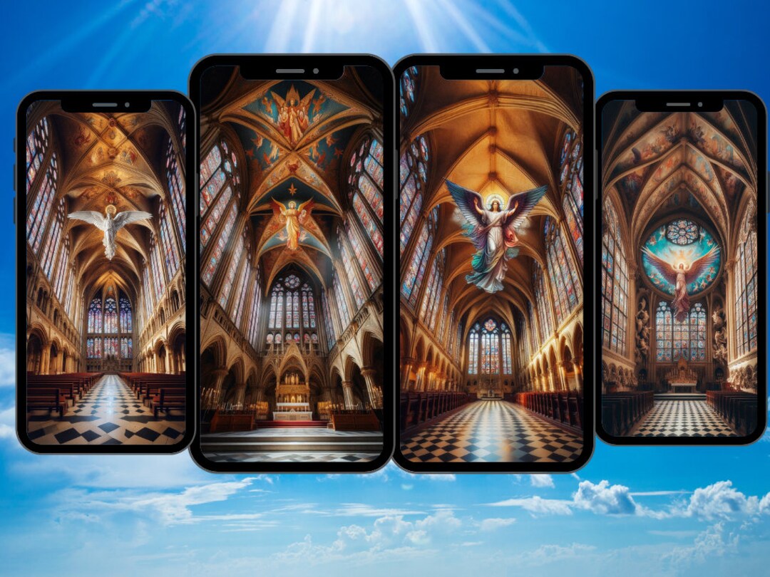 Angels at Church Background Wallpaper, Spiritual Angels Fantasy Artwork ...