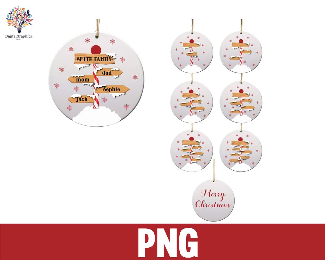 Personalized Christmas Ornament Png, Christmas Ornament Bundle Design ...
