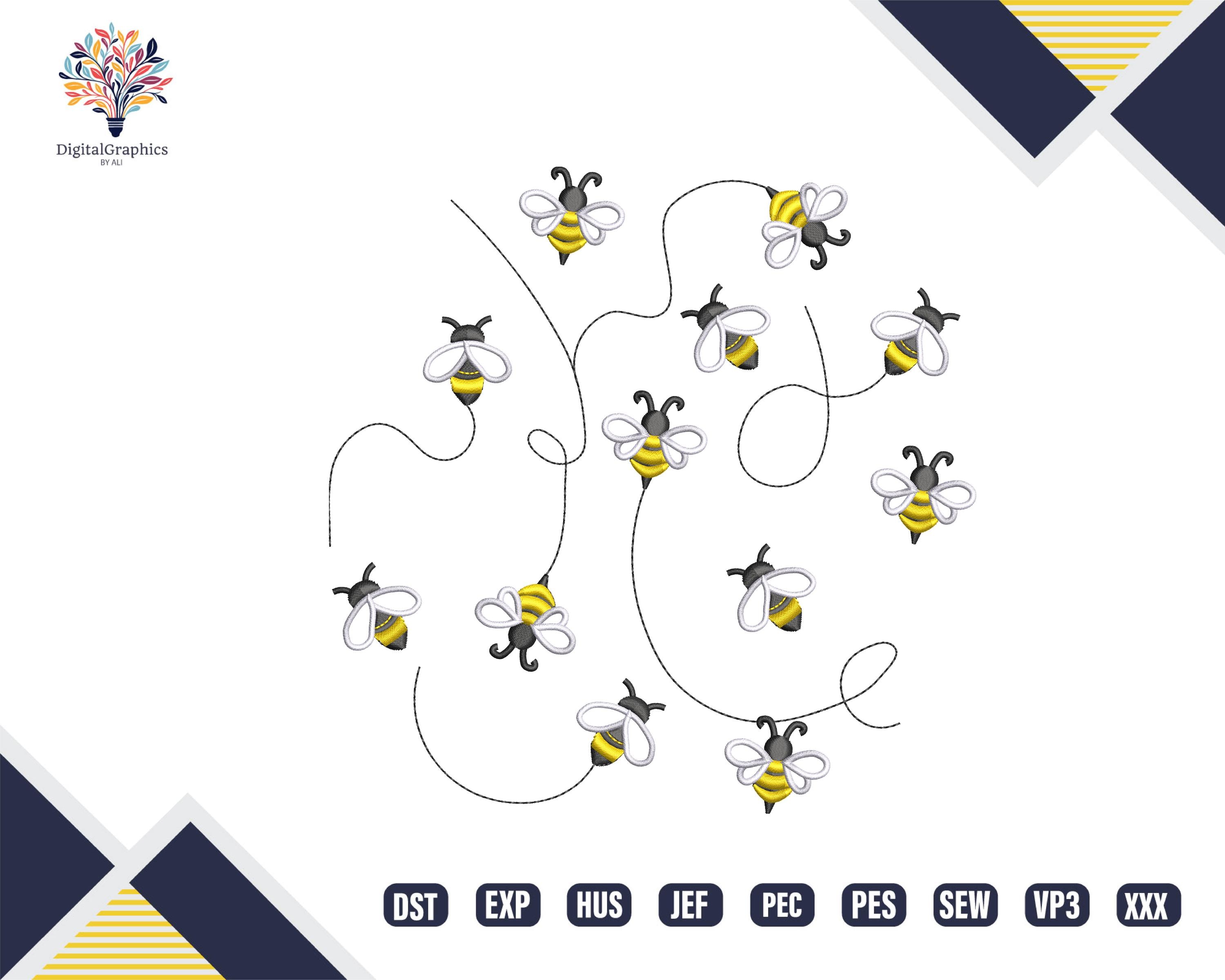 Bumble Bees Machine Embroidery, Natural Embroidery File, Honey Bees ...