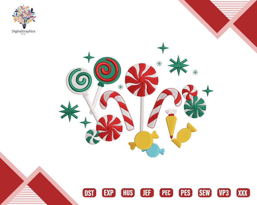 Xmas Lollipop Embroidery, Christmas Candy Cane Embroidery Designs ...