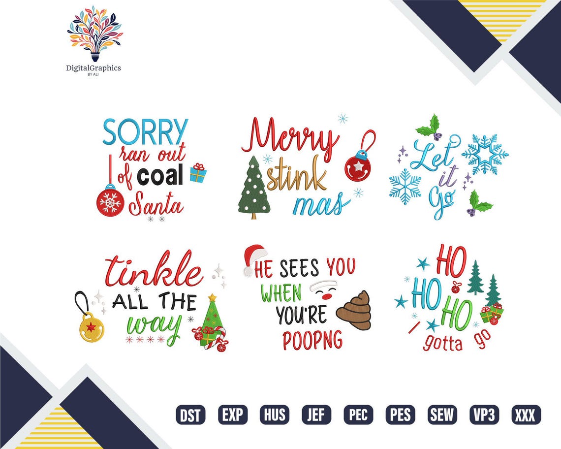 Embroidery Designs for Toilet Paper, Christmas Embroidery Files, Funny ...