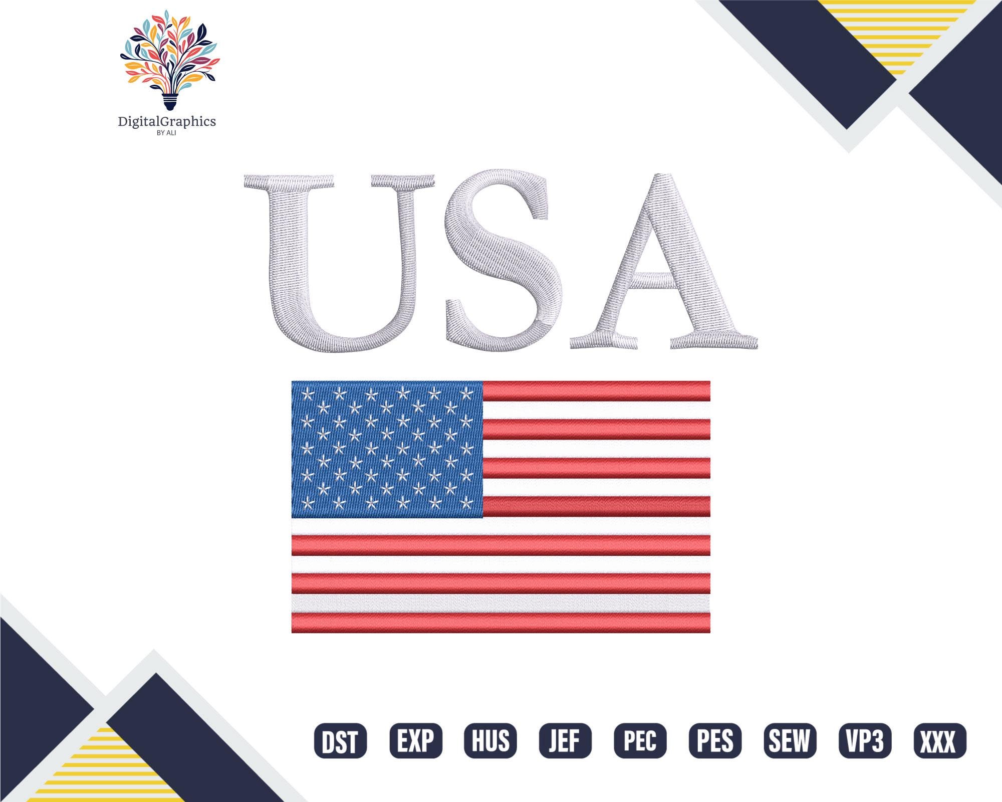USA Machine Embroidery Designs, United States Flag Embroidery, American ...