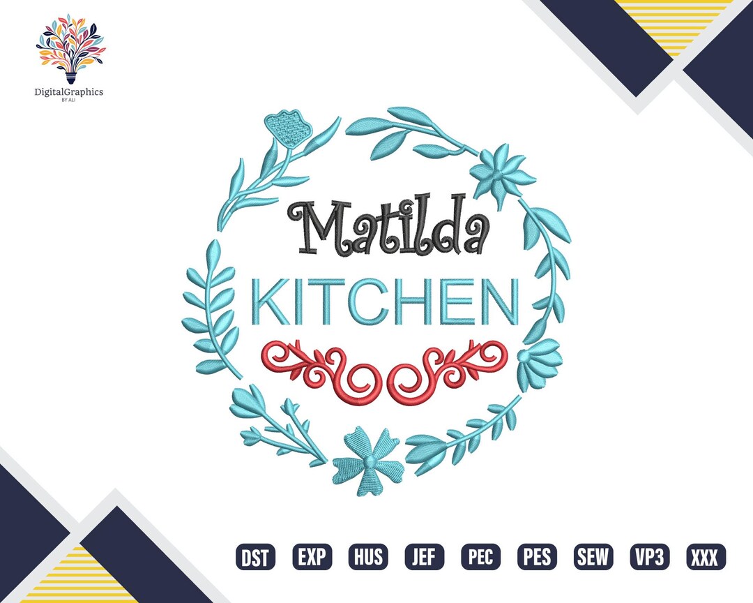 Personalized Name Machine Embroidery, Leaves Framed Embroidery Logo ...