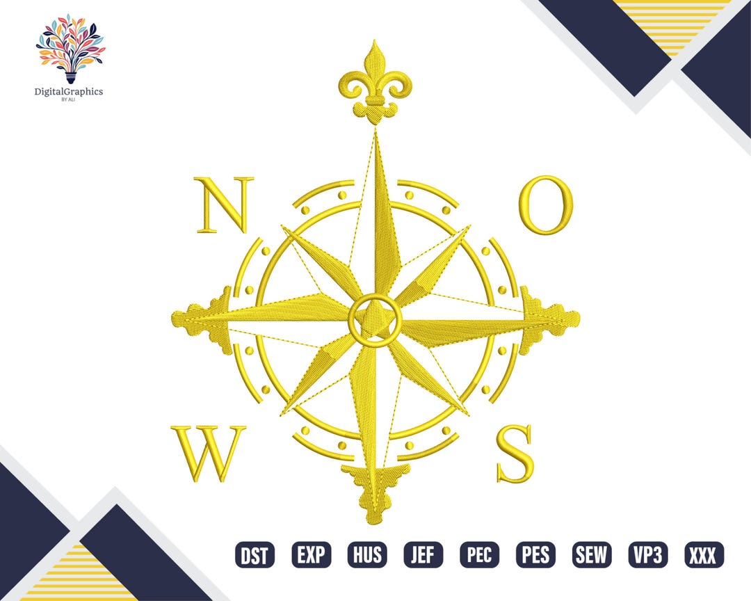 Nautical Compass Machine Embroidery, Embroidered Compass Designs ...