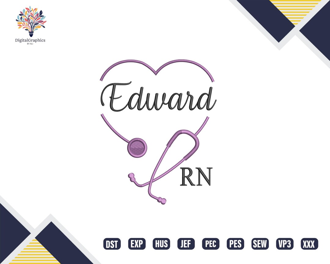 Personalized Name Embroidery Designs, Heartbeat Stethoscope Embroidery ...