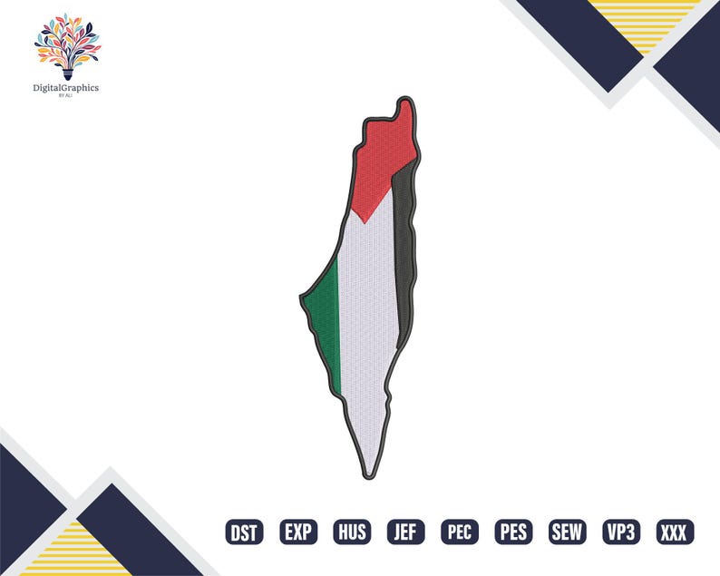 Palestine Flag Design Map, Palestine Map Embroidery, Machine Embroidery ...