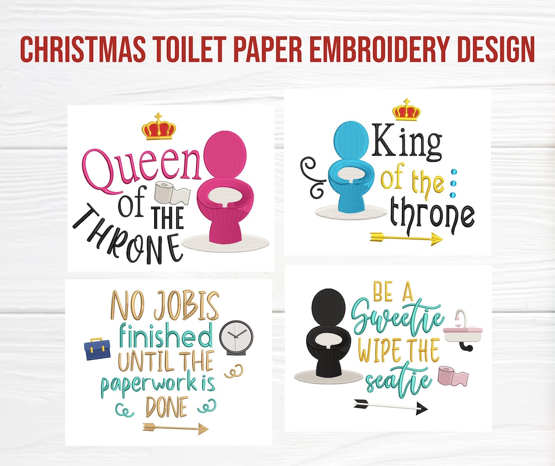 Funny Toilet Embroidery Quotes, Toilet Paper Embroidery Design, Toilet ...