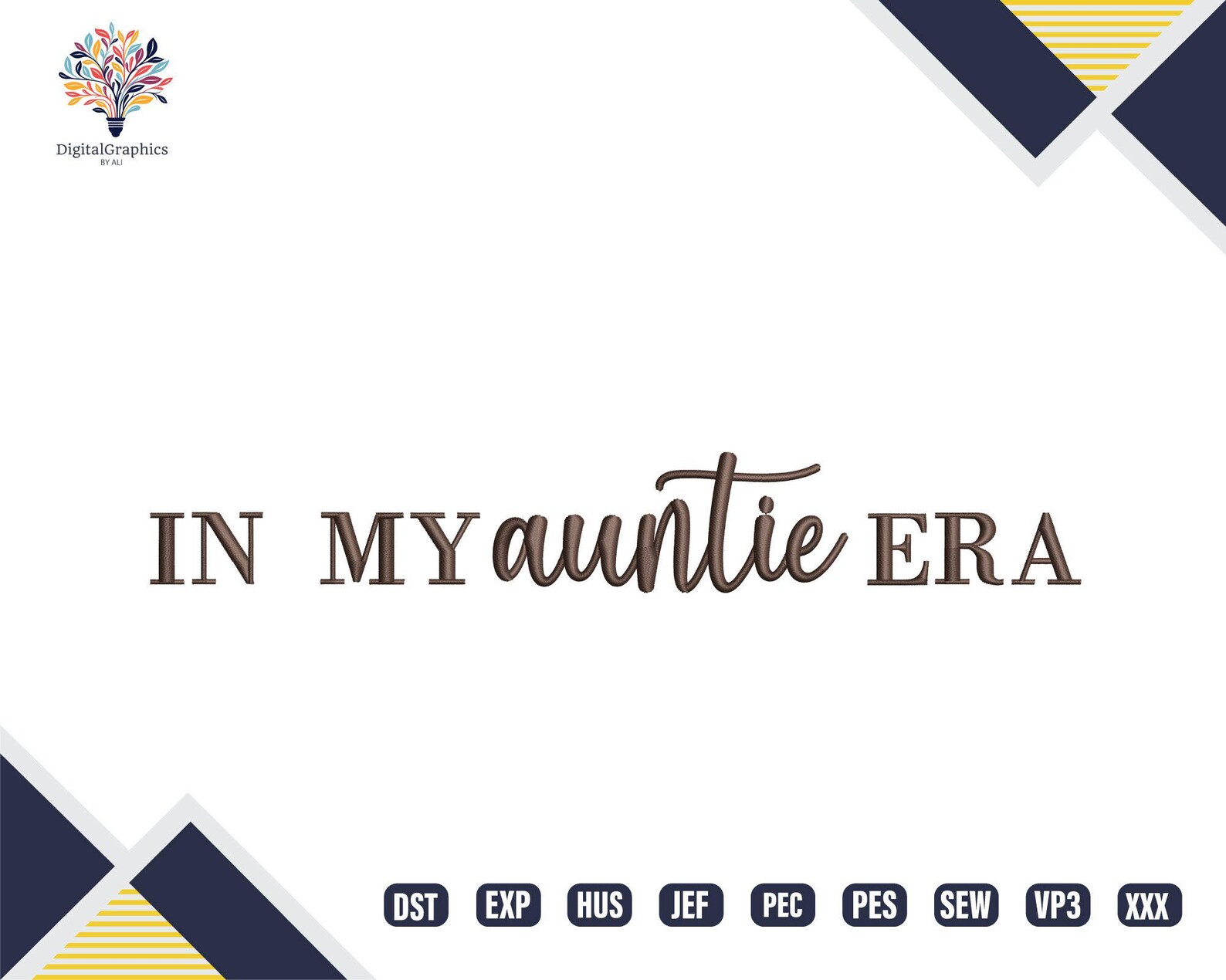 Cool Aunt Embroidery File, in My Auntie Era Embroidery Design, Trendy ...