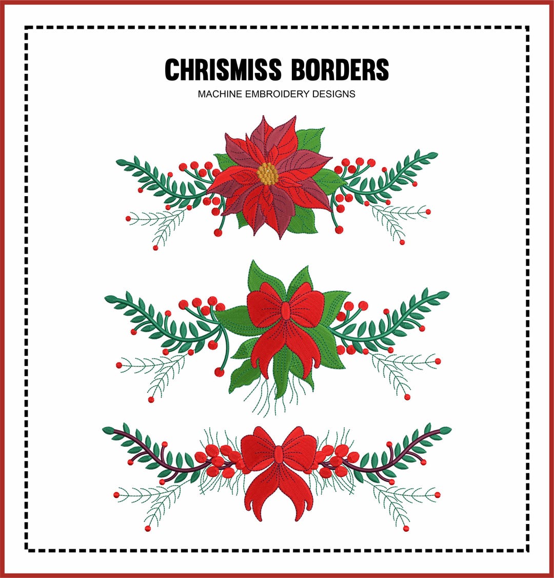 Christmas Borders Machine Embroidery, Flower Embroidery Designs ...