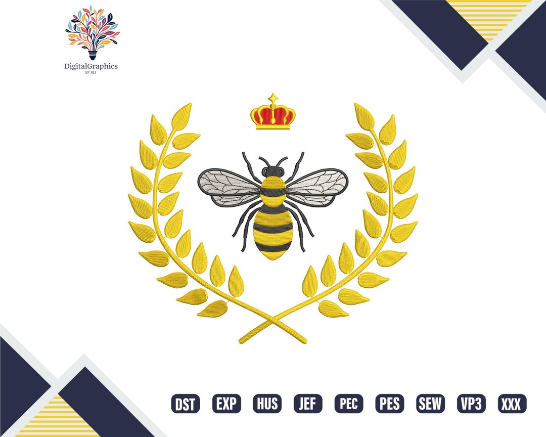 Realistic Bumble Bee Embroidery Pattern, Queen Bee Machine Embroidery ...