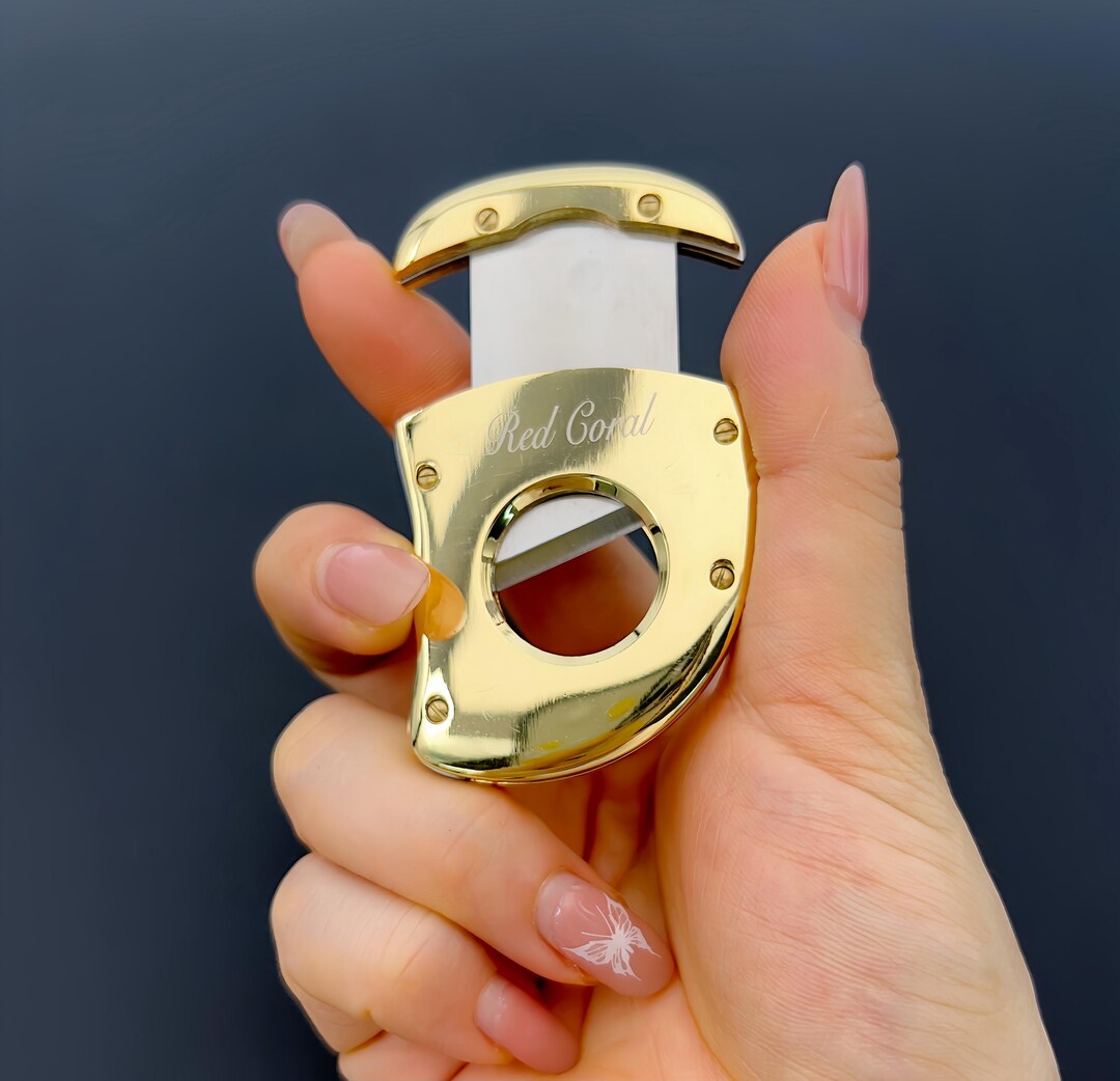 Personalized Gold Cigar Cutter – Custom Engraved Guillotine for Him ...