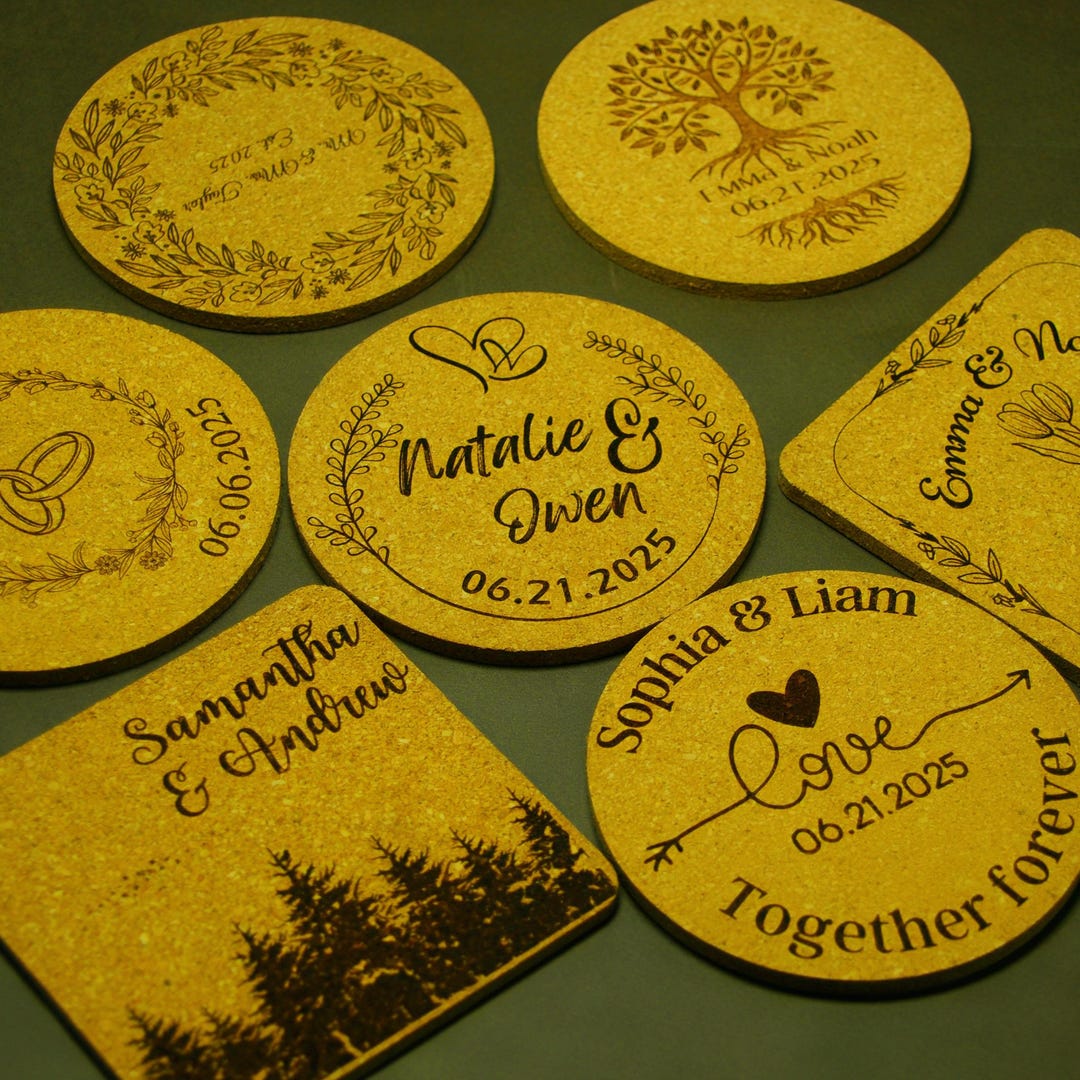 Custom Cork Coaster – Wedding Favors for Guests, Personalized Drink ...