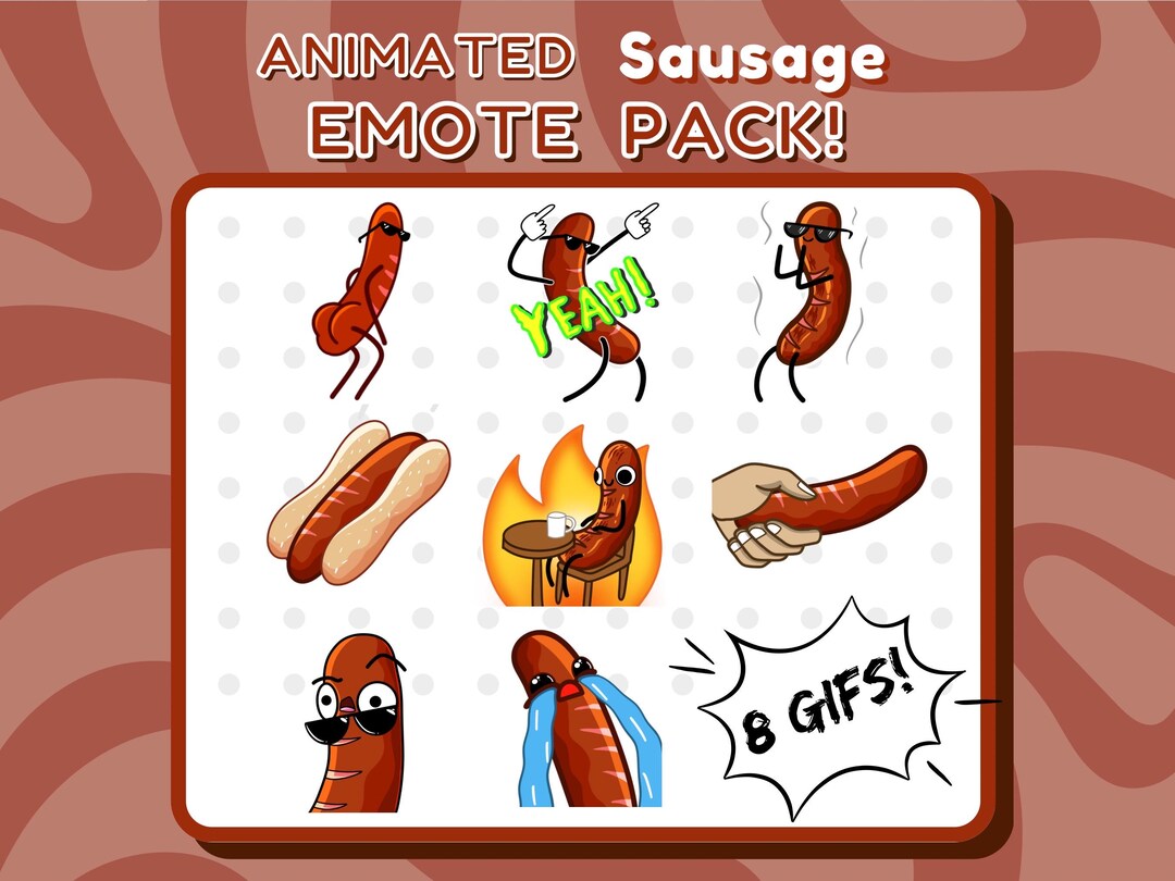 Animated Sausage Emote Pack | Twitch Emote | Discord Emote | Cute ...