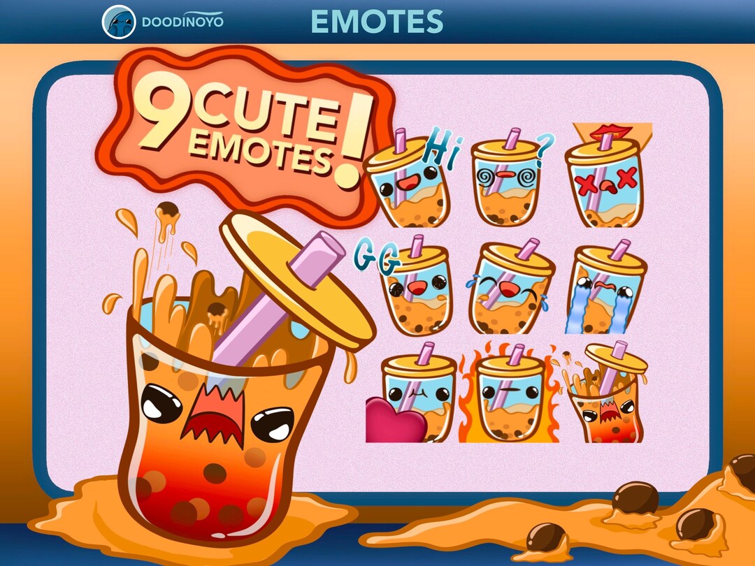 Cute Boba Tea Emote Pack discord/twitch Emote, Transparent PNG, Instant ...