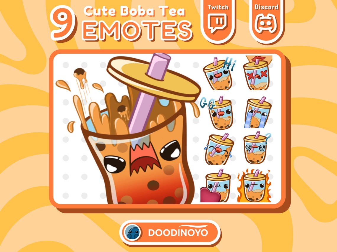 Boba Tea Emote Twitch Emote Discord Emote Bubble Tea Emote Cute Boba ...