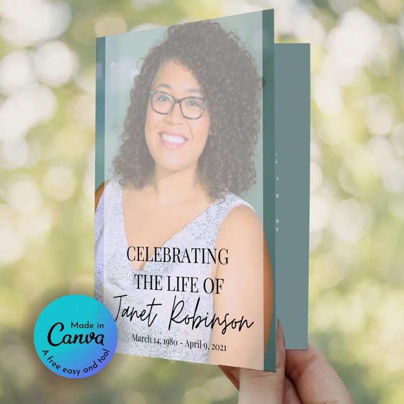 Funeral Program, Editable Canva Template, Celebration of Life ...