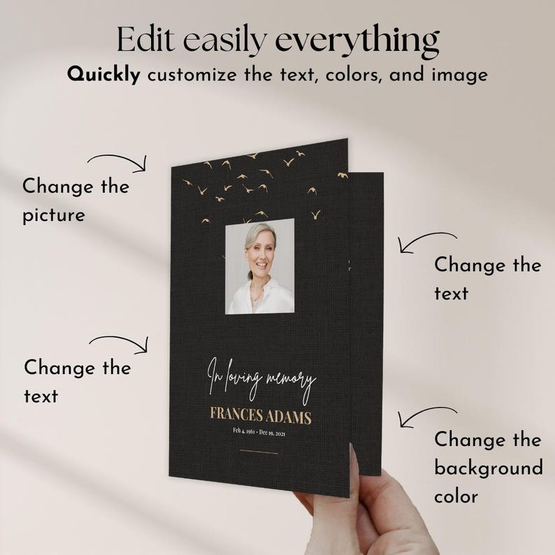 Funeral Program, Editable Canva Template, Celebration of Life ...