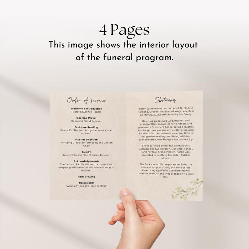 Funeral Program, Editable Canva Template, Celebration of Life ...