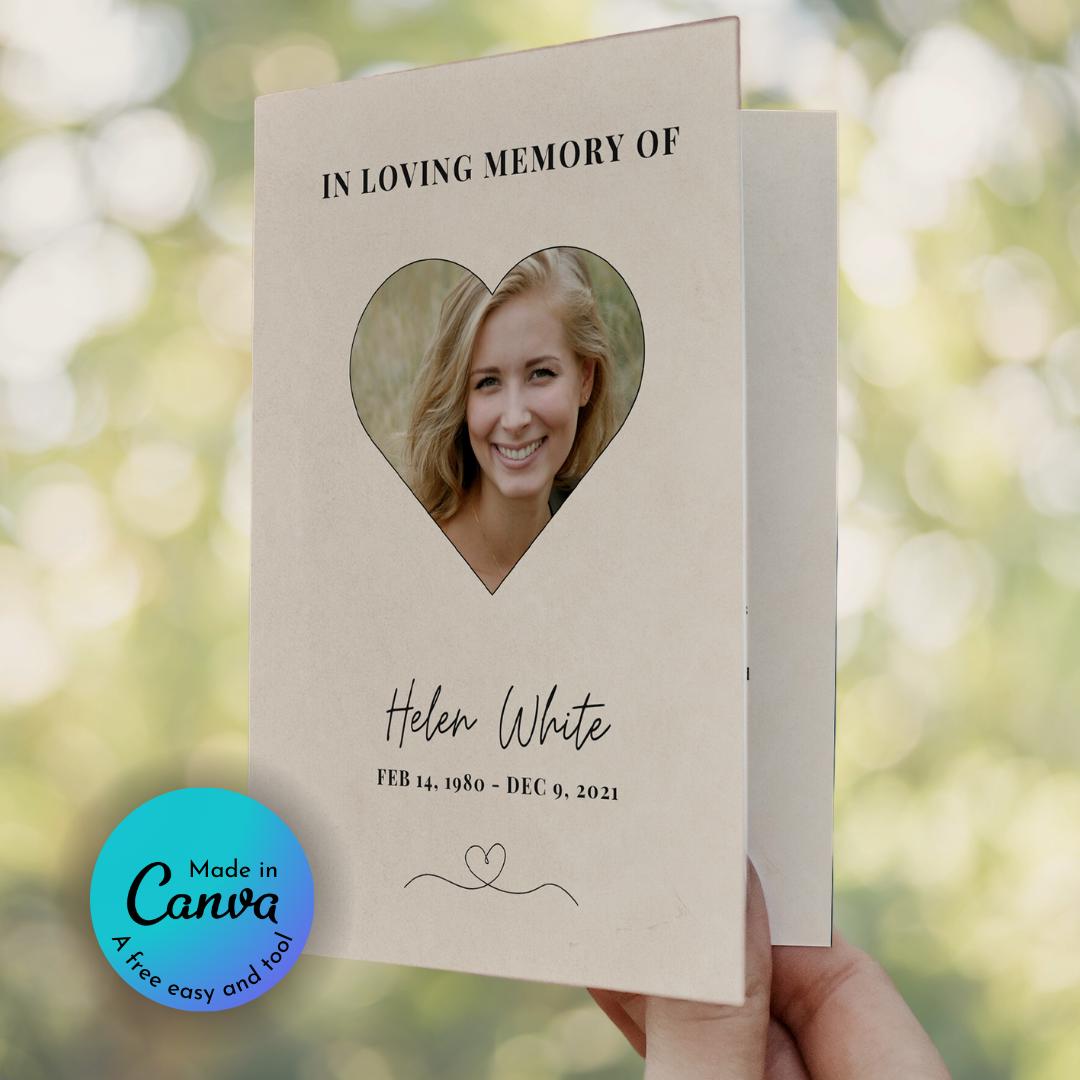 Funeral Program, Editable Canva Template, Celebration of Life ...