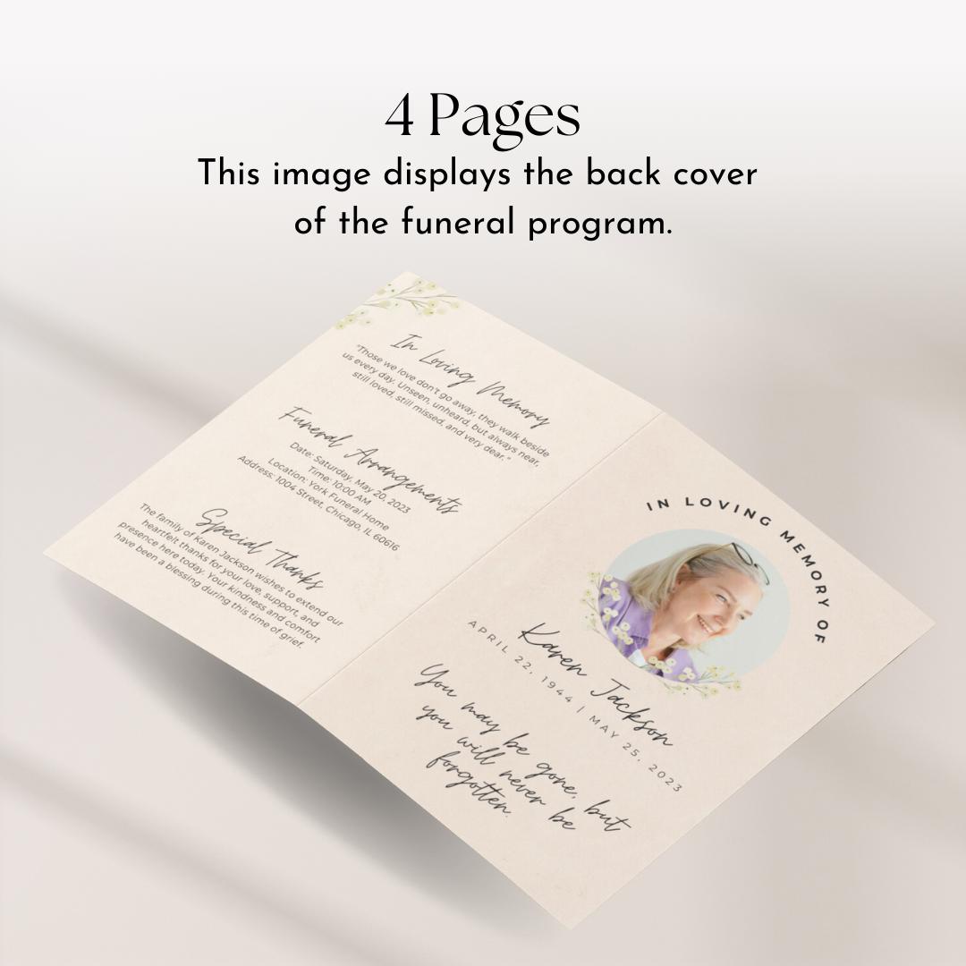 Funeral Program, Editable Canva Template, Celebration of Life ...