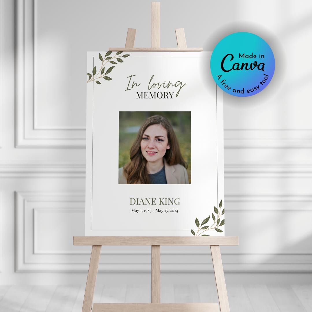 Funeral Welcome Sign, Printable Funeral Poster, Canva Template Edit ...
