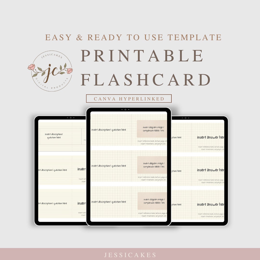 Printable Flash Cards Template, Editable PDF, Editable Flashcards ...