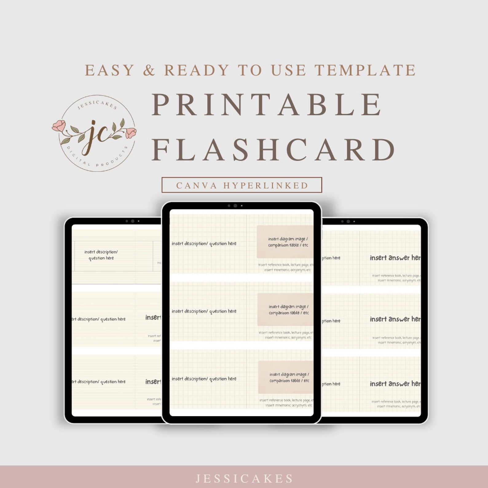 Printable Flash Cards Template, Editable PDF, Editable Flashcards ...