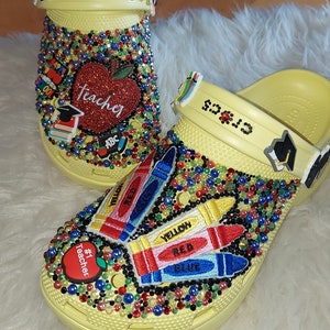 Bling Crocs Teacher Theme Adult Sz 9 - Etsy
