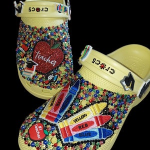 Bling Crocs Teacher Theme Adult Sz 9 - Etsy
