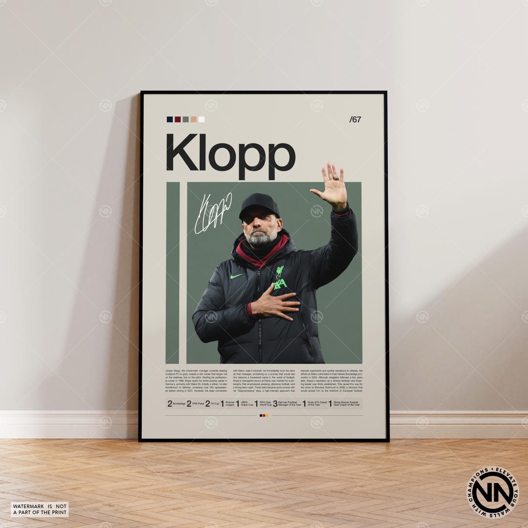 Jürgen Klopp Poster, Legendary Football Coach, Premier League ...