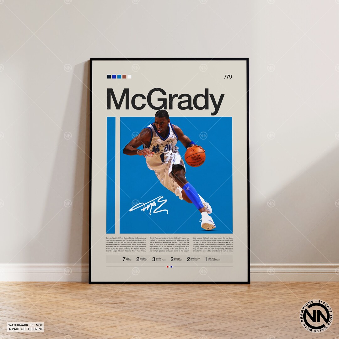 Tracy Mcgrady Poster, Orlando Magic Poster, NBA Poster, Sports Poster ...