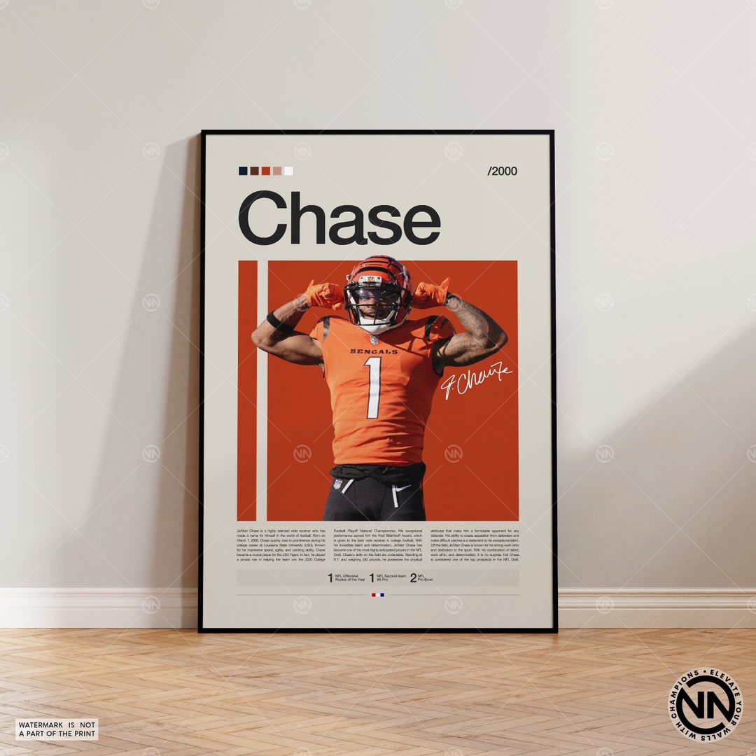 Jamarr Chase Poster, Cincinnati Bengals Poster, NFL Poster, Sports ...