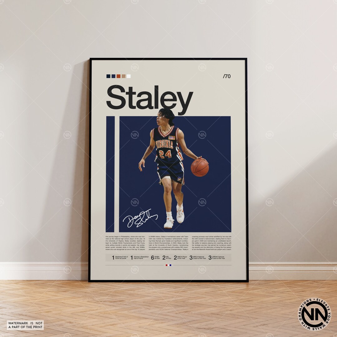 Dawn Staley Poster, Virginia Cavaliers, WNBA Poster, Sports Poster, Mid ...