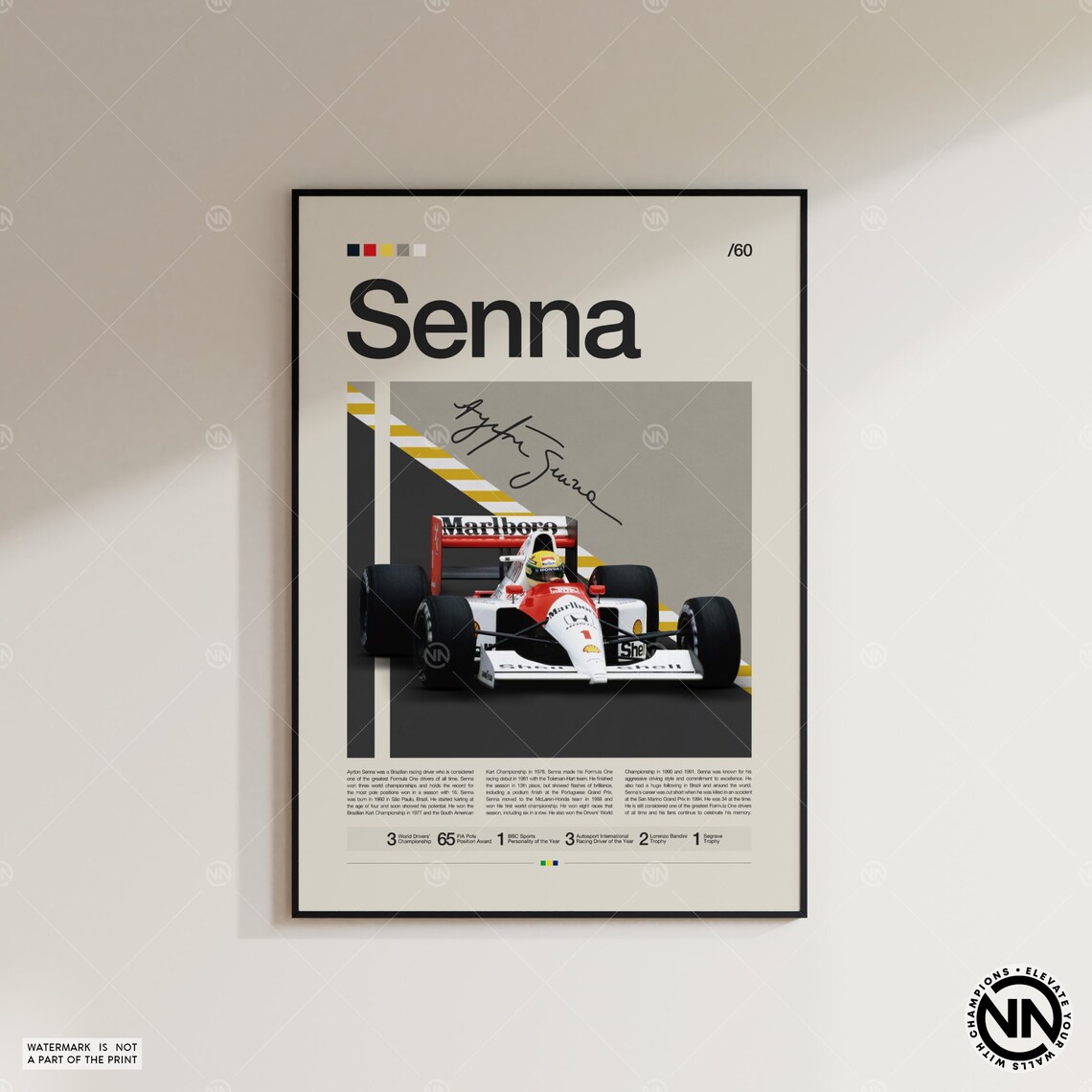 Ayrton Senna Poster, Formula One Poster, F1 Racing Poster, Motorsports ...