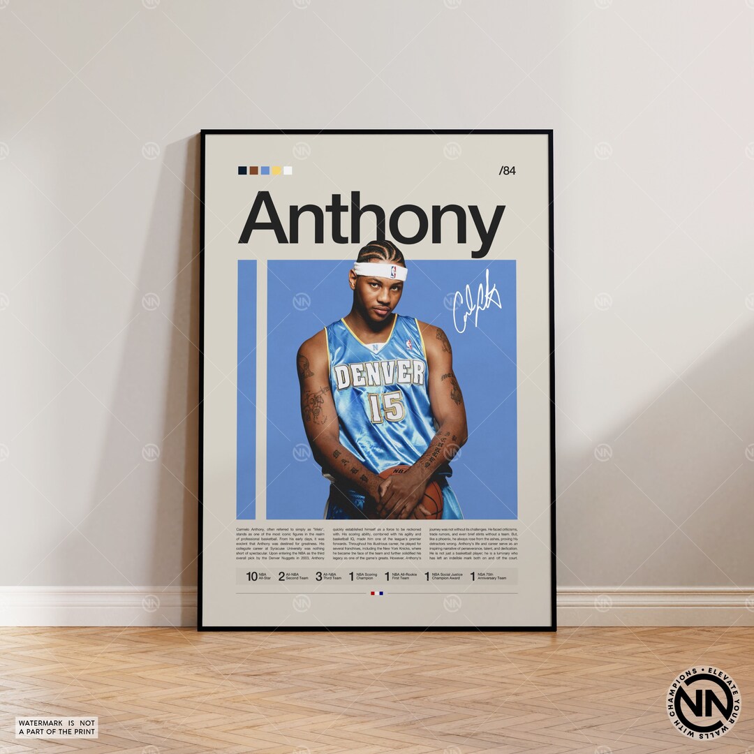 Carmelo Anthony Poster, Denver Nuggets, NBA Poster, Sports Poster, Mid ...