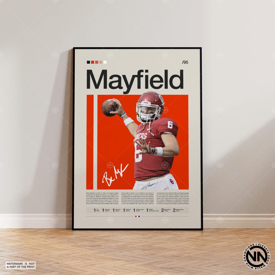 Baker Mayfield Poster, Cleveland Browns Print, NFL Poster, Sports ...