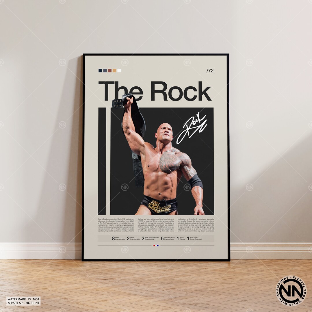 The Rock Poster, Dwayne Johnson Poster, WWE Poster, MMA Poster, Boxing ...