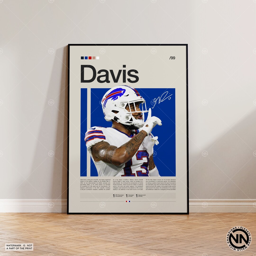 Gabe Davis Poster, Buffalo Bills Poster, NFL Poster, Sports Poster, NFL ...