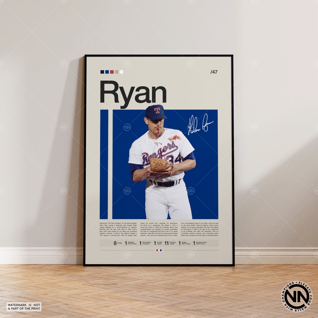 Nolan Ryan Poster, Texas Rangers Poster, Baseball Prints, Sports Poster ...