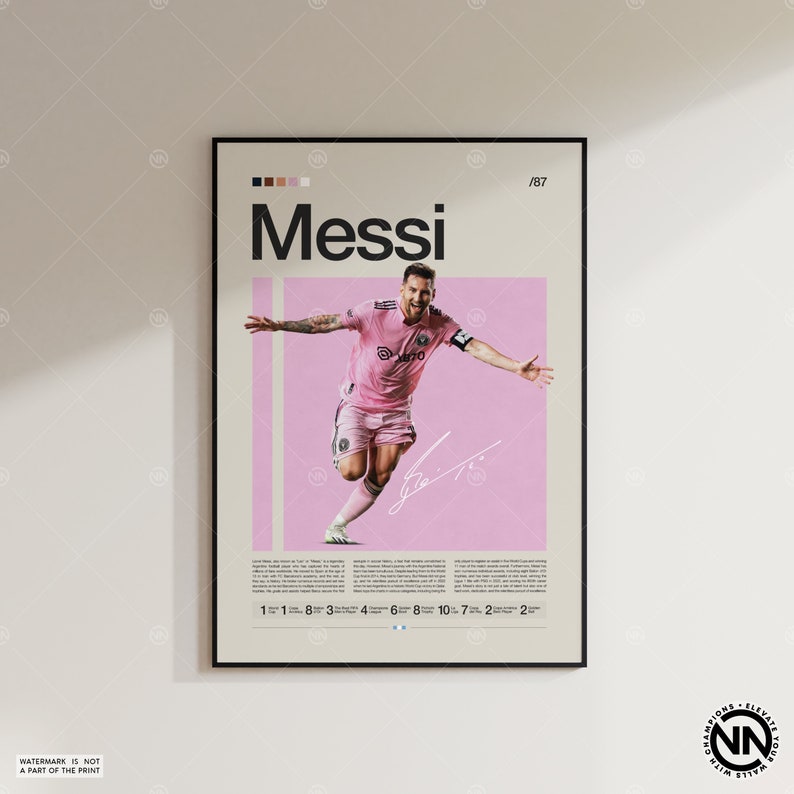 Lionel Messi Poster, Inter Miami Poster, Soccer Gifts, Sports Poster ...