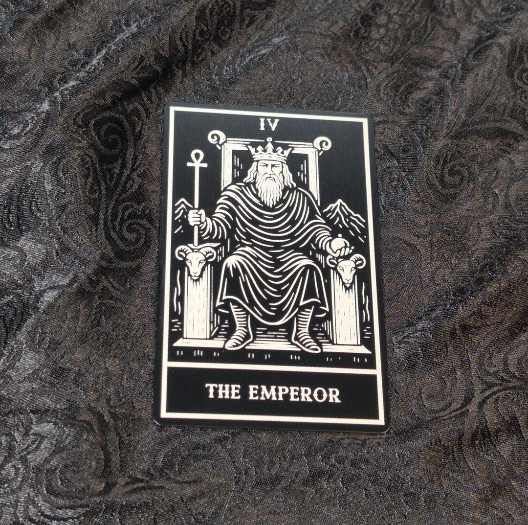 Metal Tarot - the Emperor | Engraved Black Aluminum | Modernized Rider ...