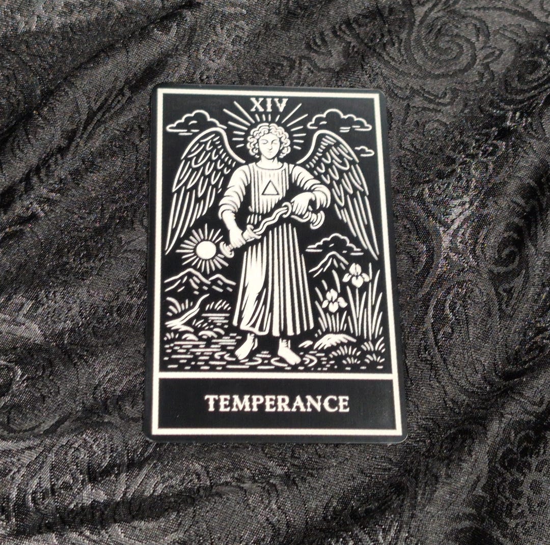 Metal Tarot 14 - Temperance | Engraved Black Aluminum | Modernized ...