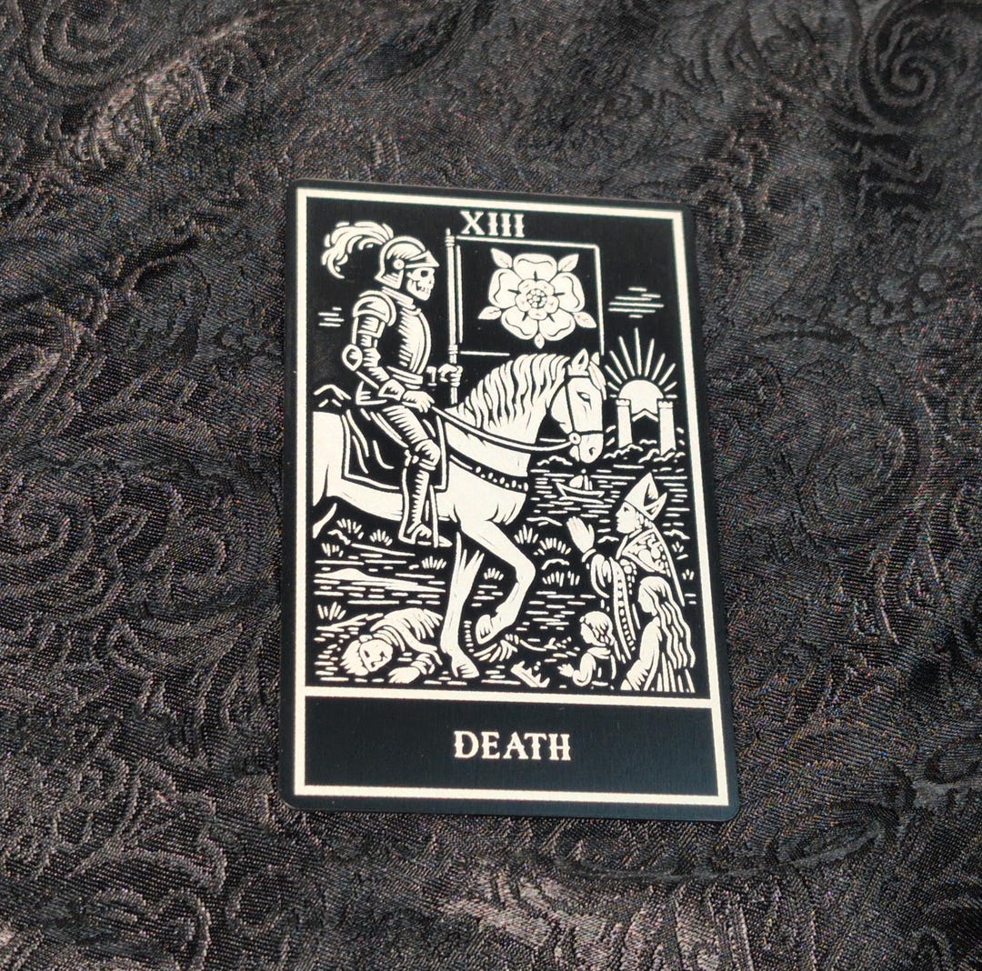 Metal Tarot - Death | Engraved Black Aluminum | Modernized Rider Waite ...