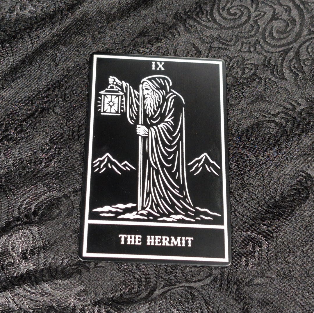 Metal Tarot 09 - the Hermit | Engraved Black Aluminum | Modernized ...