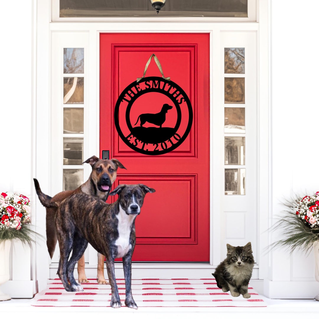 Dachshund Pet Door Hanger, Personalized Dog Door Sign or Pet Art for ...