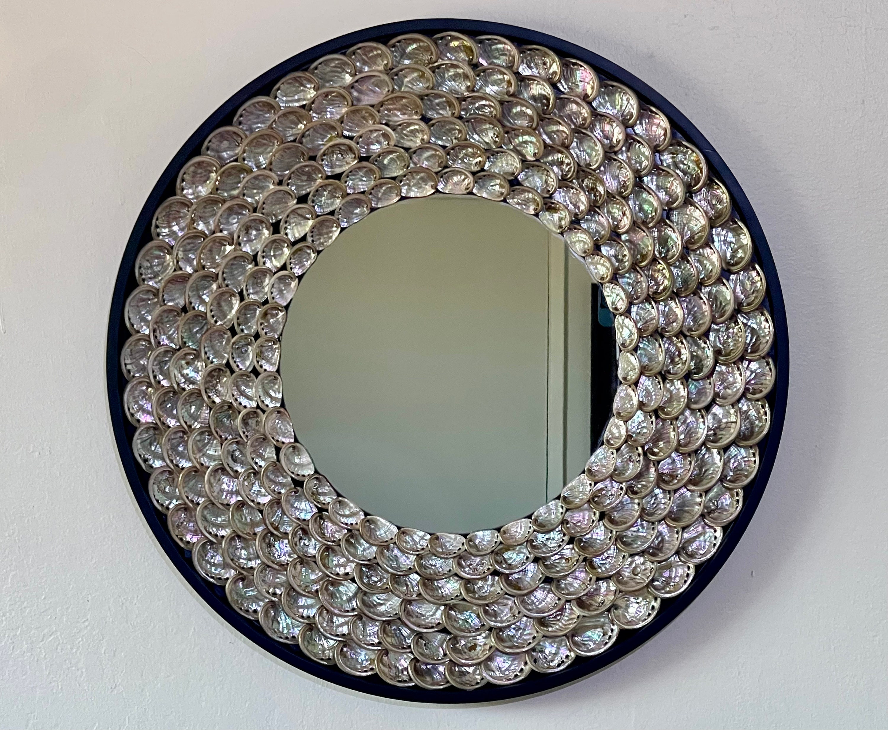 Handmade Abalone Shell Wall Decor Mirror, Custom Coastal Art, Wall ...