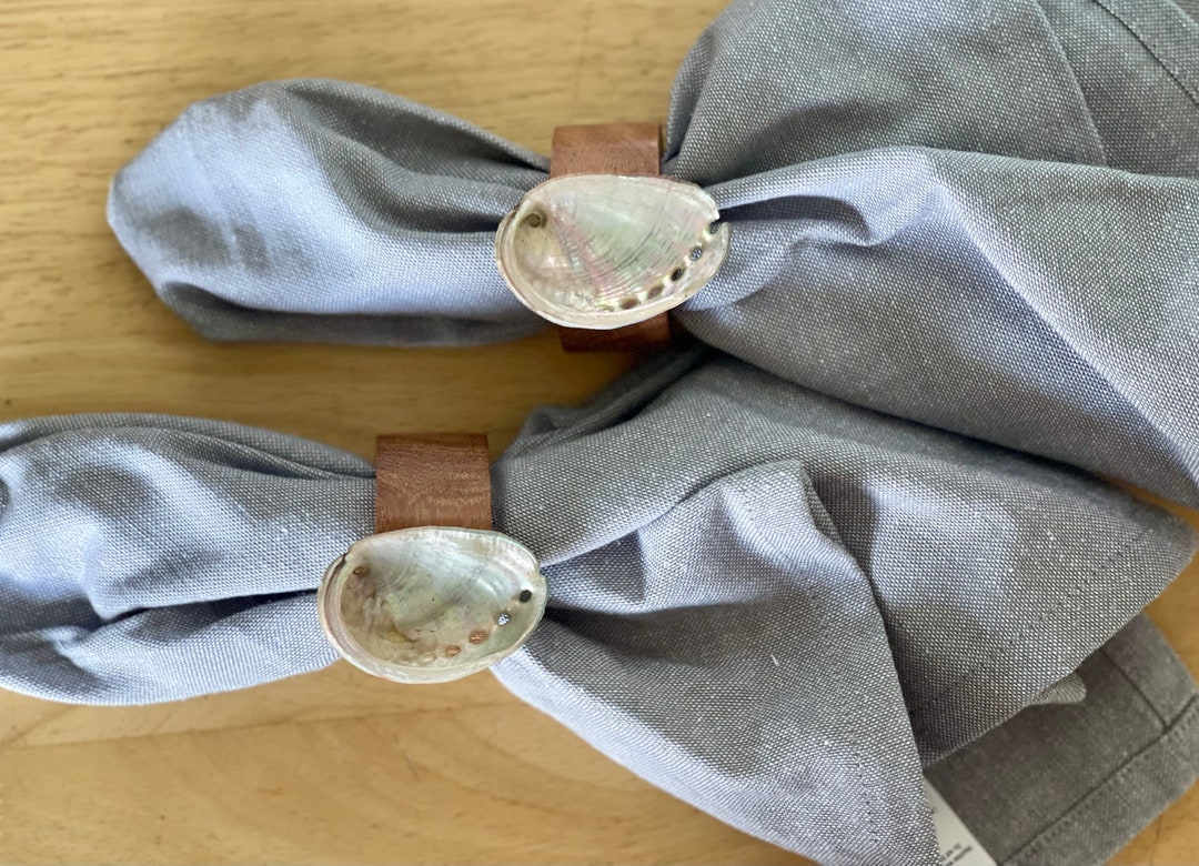 Red Abalone, Shell Napkin Rings, Coastal Napkin Rings, Coastal Table ...