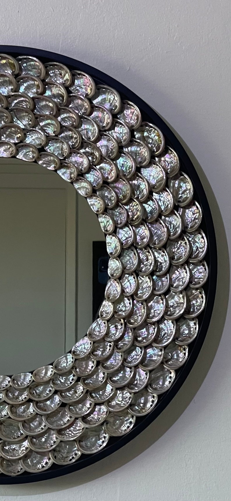 Handmade Abalone Shell Wall Decor Mirror, Custom Coastal Art, Wall ...