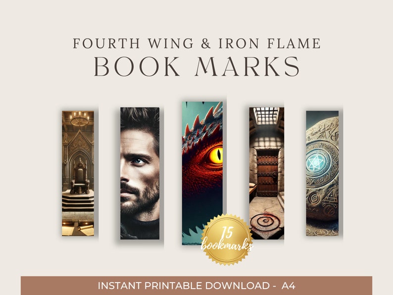 Printable "fourth Wing" and "iron Flame" 15 Bookmarks | Fan Art ...